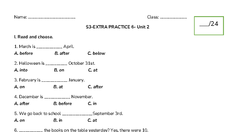 S3 - Midterm Practice: Unit 2 Reading & Comprehension - Studocu