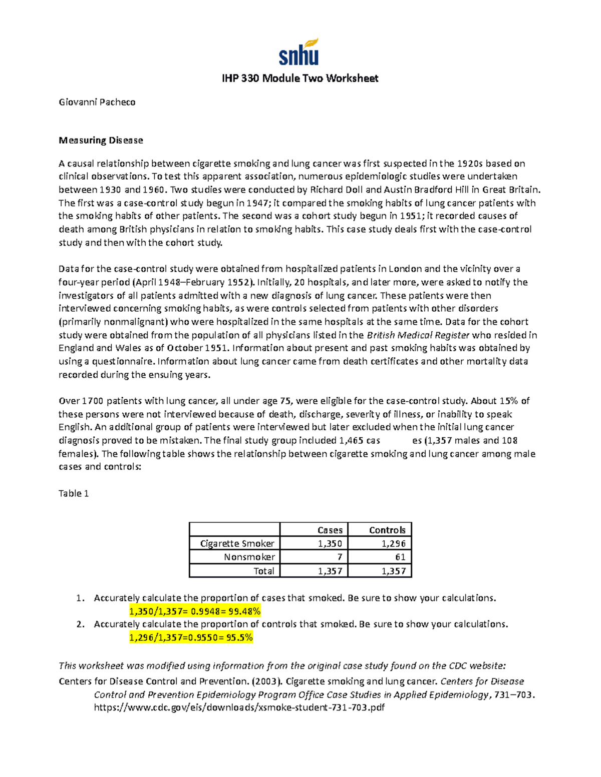 IHP 330 Module Two Worksheet - IHP 330 Module Two Worksheet Giovanni ...