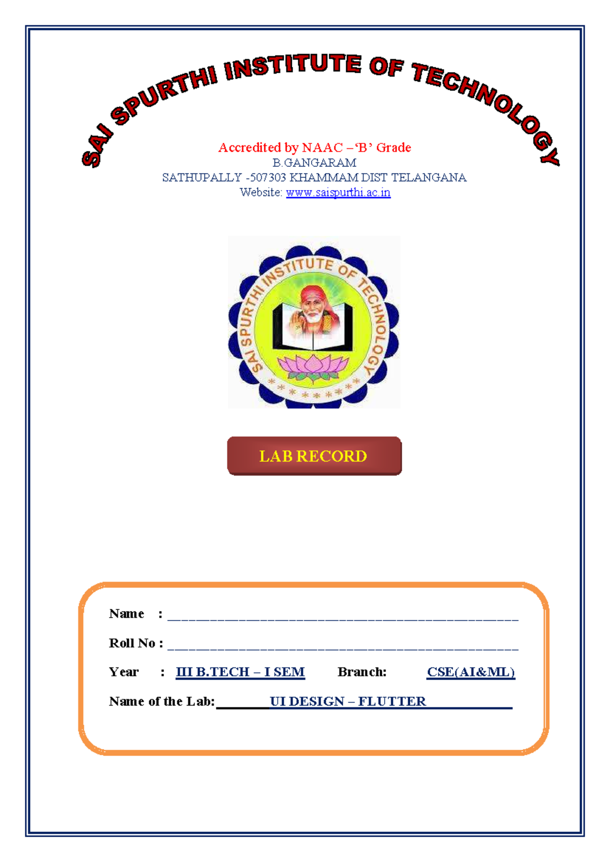 Flutter-AIML Lab Record - DART PROGRAMMING for B.TECH I SEM - Studocu