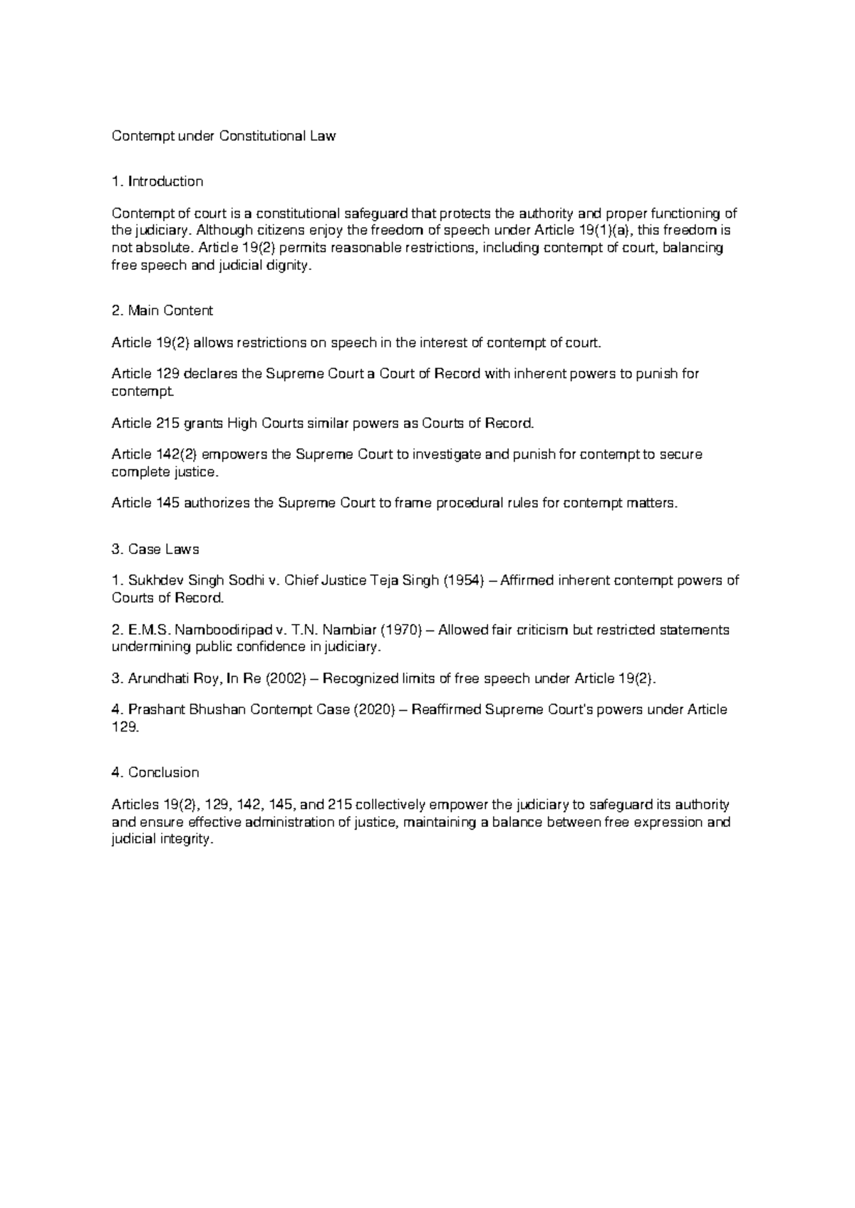 Contempt of Court in Constitutional Law: Key Articles & Case Studies ...