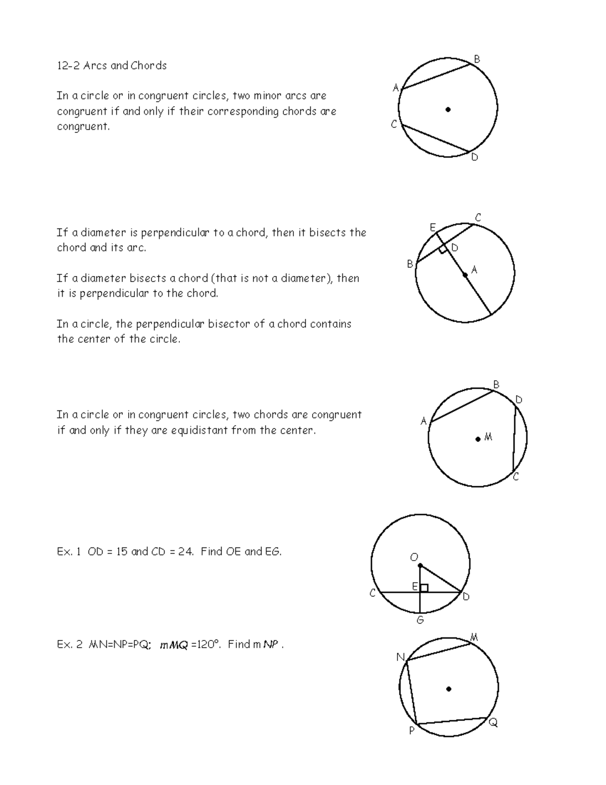 2.13 Arcs and Chords - Geometry Concepts and Theorems - Studocu