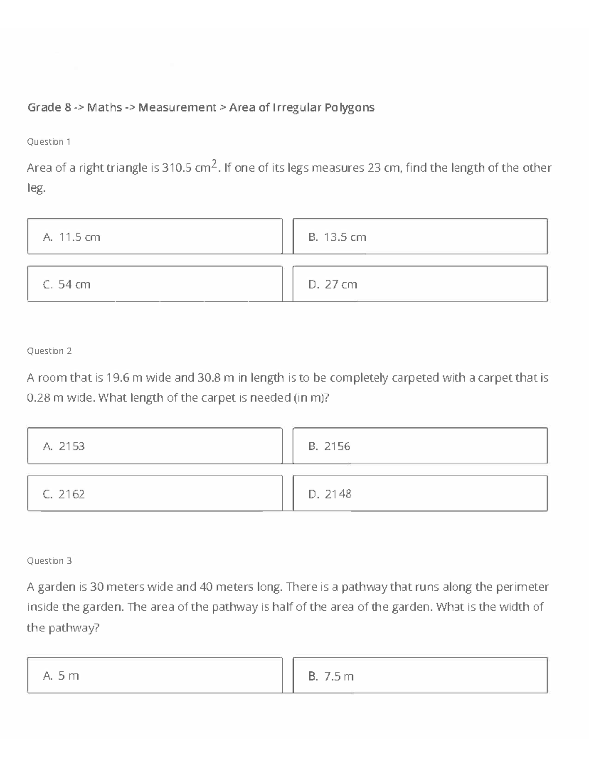 14:14 EzyMath Grade 8 Area of Irregular Polygons Questions - Studocu