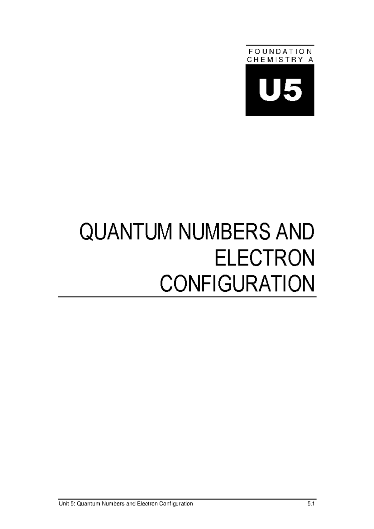 Unit 5: Quantum Numbers and Electron Configuration - Studocu