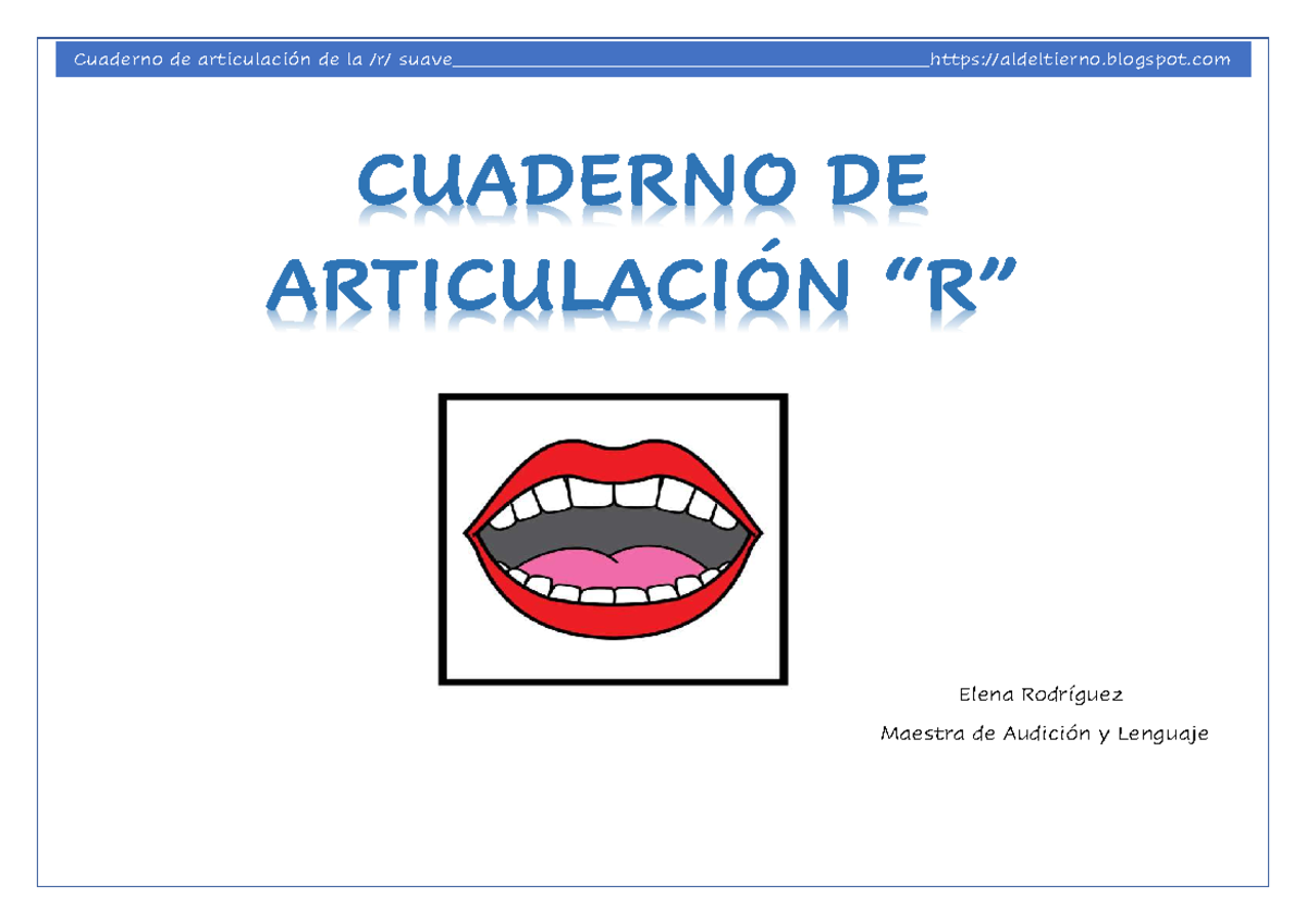 Cuaderno DE Articulación r suave - Elena Rodríguez Maestra de Audición ...
