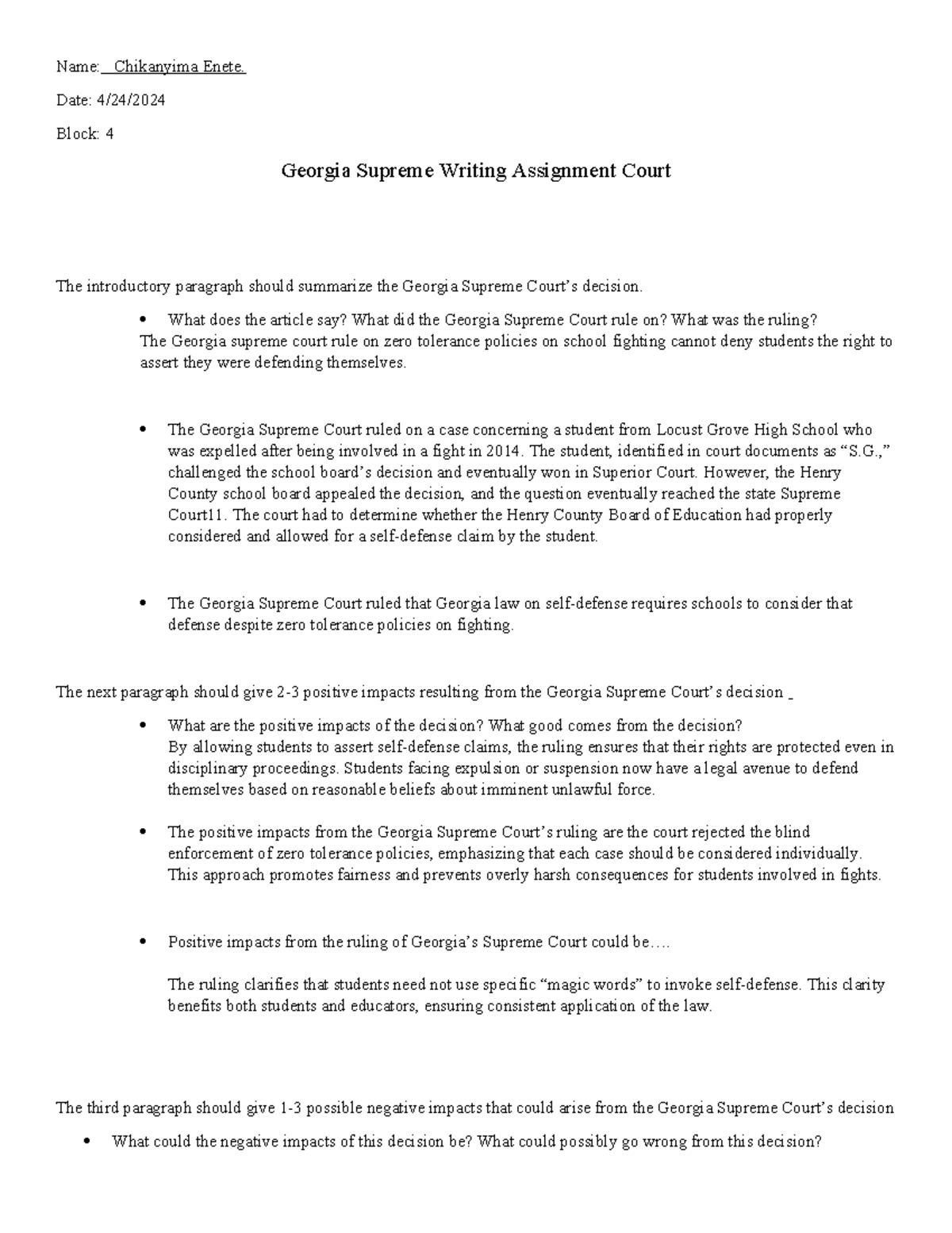 AJC Writing Assignment: Examining Georgia Supreme Court’s Ruling on ...