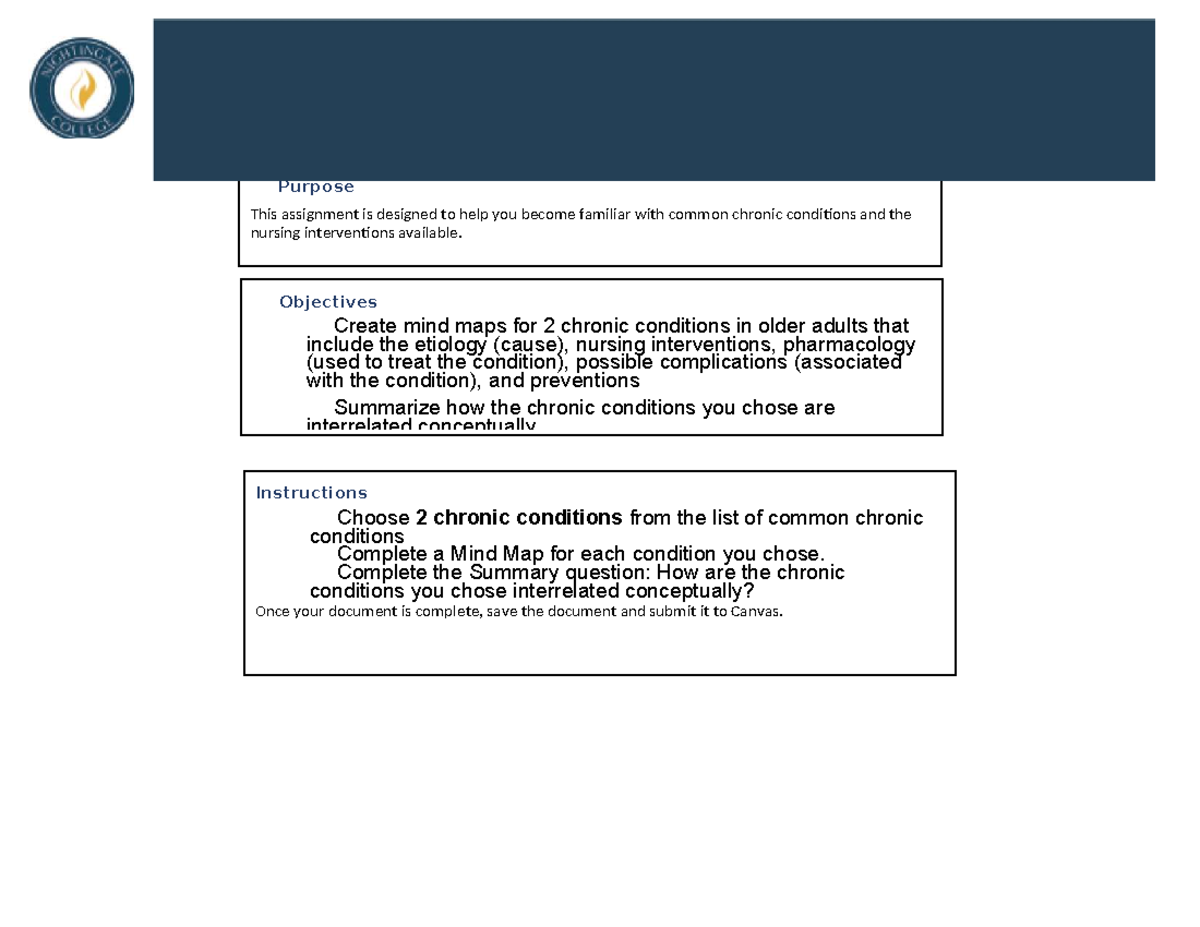 Chronic Conditions in Older Adults: Mind Maps & Nursing Interventions ...