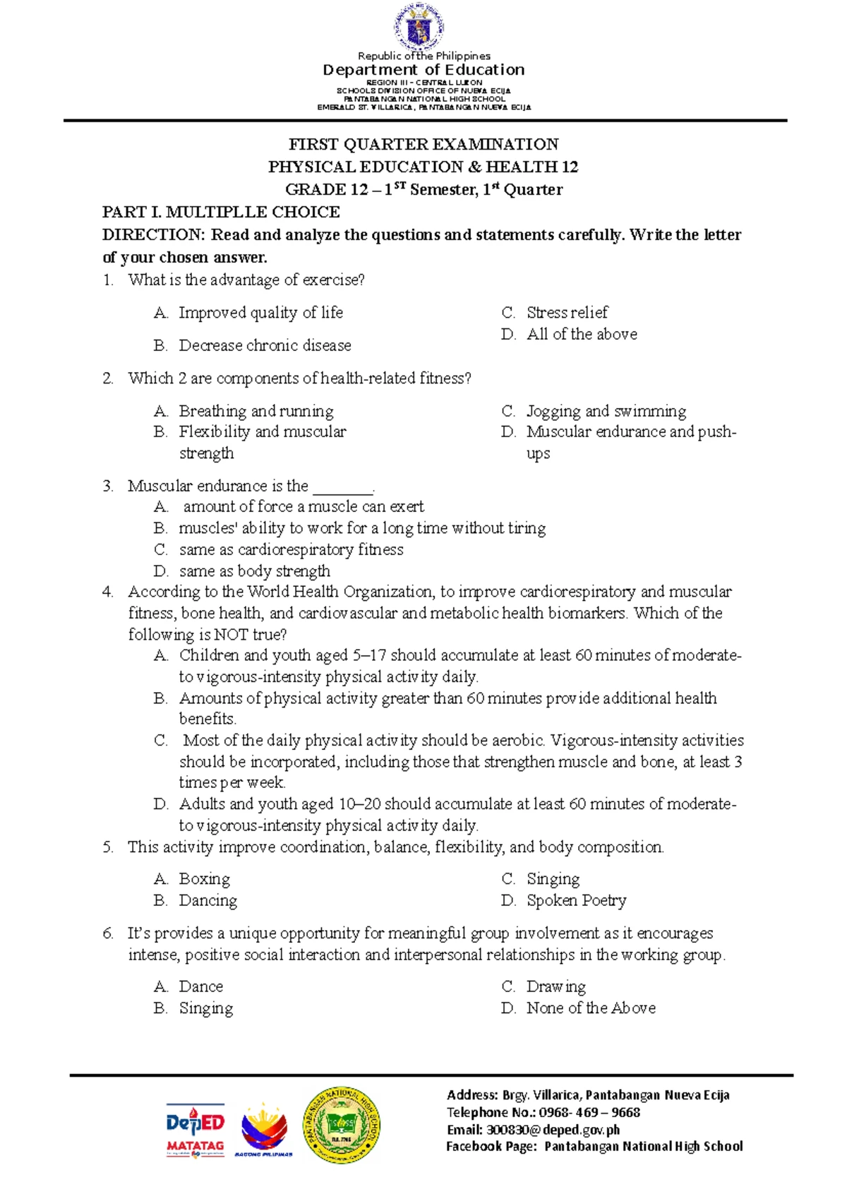 Q1 LE-PE & Health 4 WEEK 3 - PILOT IMPLEMENTATION OF THE MATATAG K TO ...
