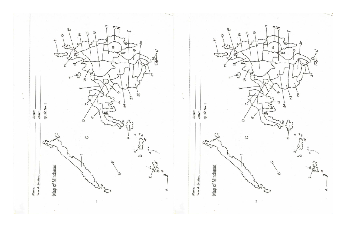 QUIZ No. 1: Mindanao Map Overview - Studocu