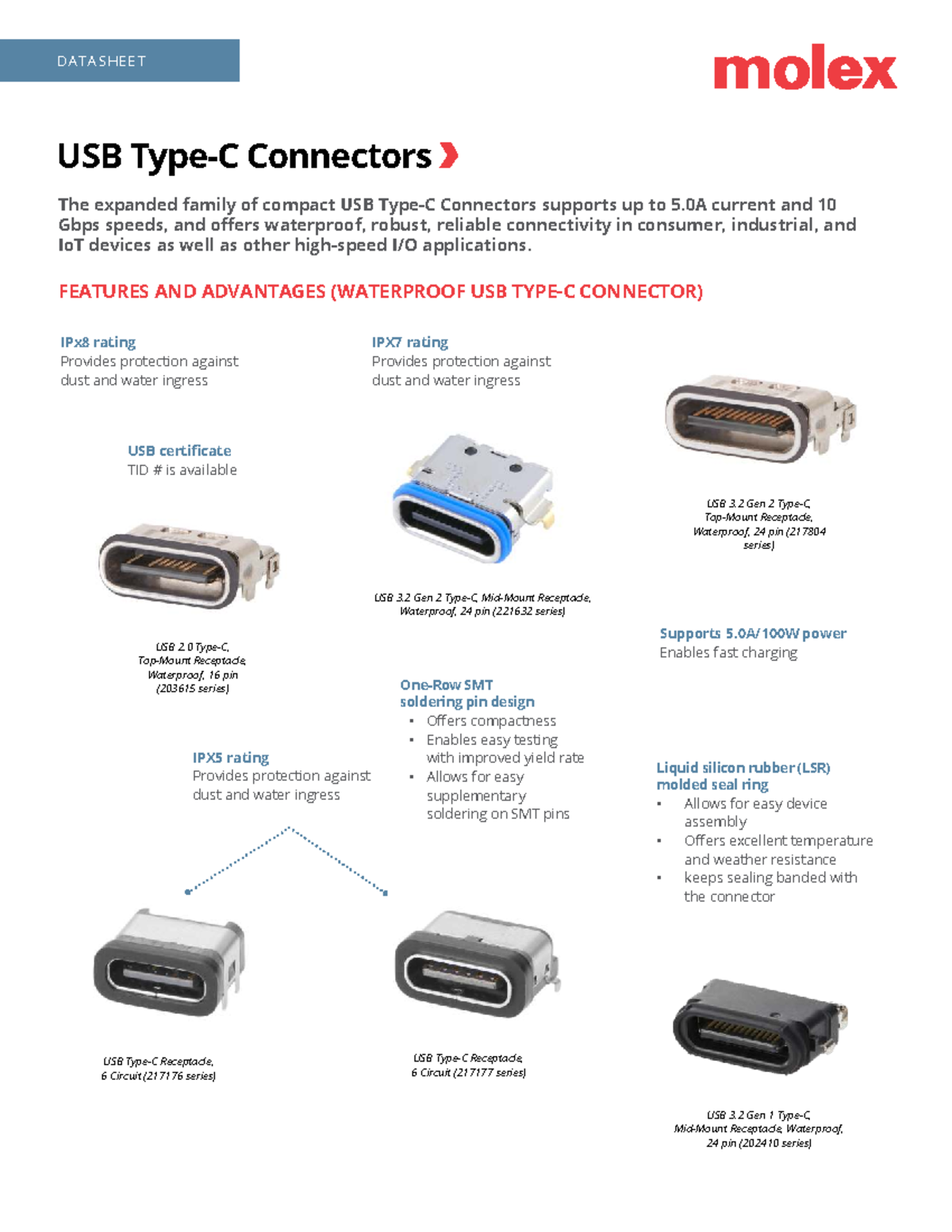 Molex USB Type C Connectors Assemblies Datasheet & Specs - Studocu