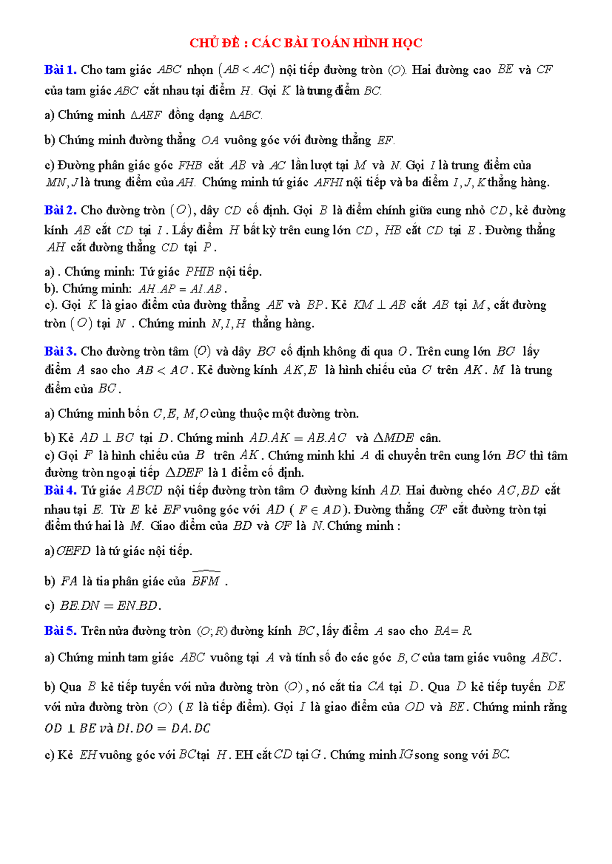Tổng ôn toán 9 Hình học - Các bài toán hình học nâng cao - Studocu