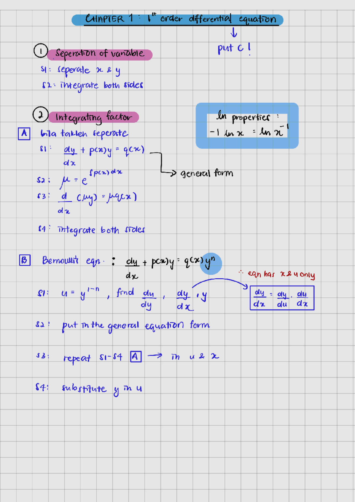 First Order Differential Equations: Integrating Factor Method and Solutions - Studocu