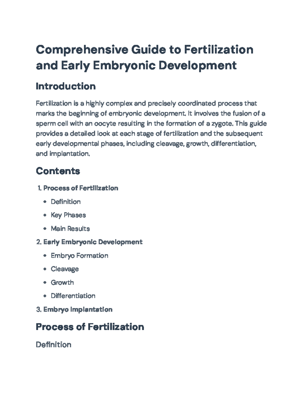 Comprehensive Study on Fertilization & Early Embryonic Dev. - Studocu