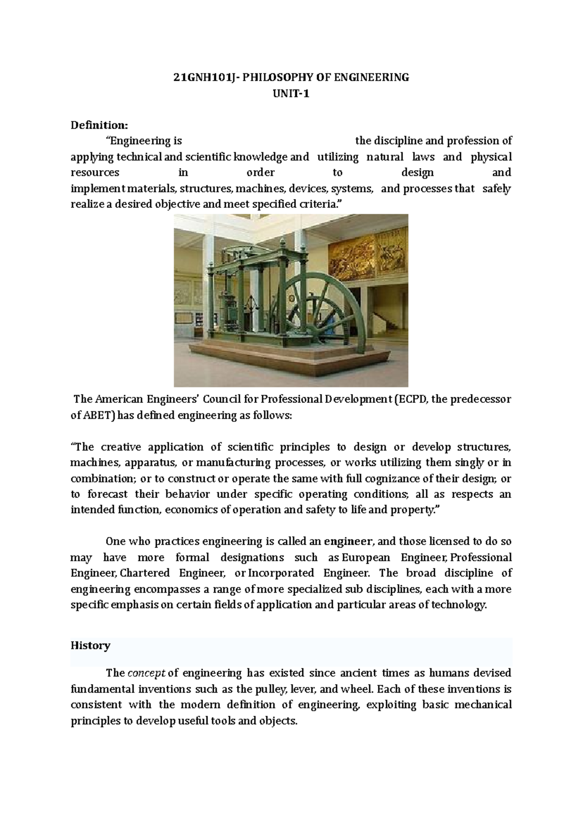 Unit 1: Introduction to Philosophy of Engineering (PHIL-ENG 101) - Studocu