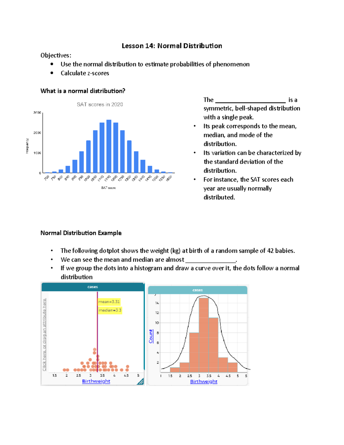 Lesson 14 Normal Distribution - Lesson 14: Normal Distribution ...
