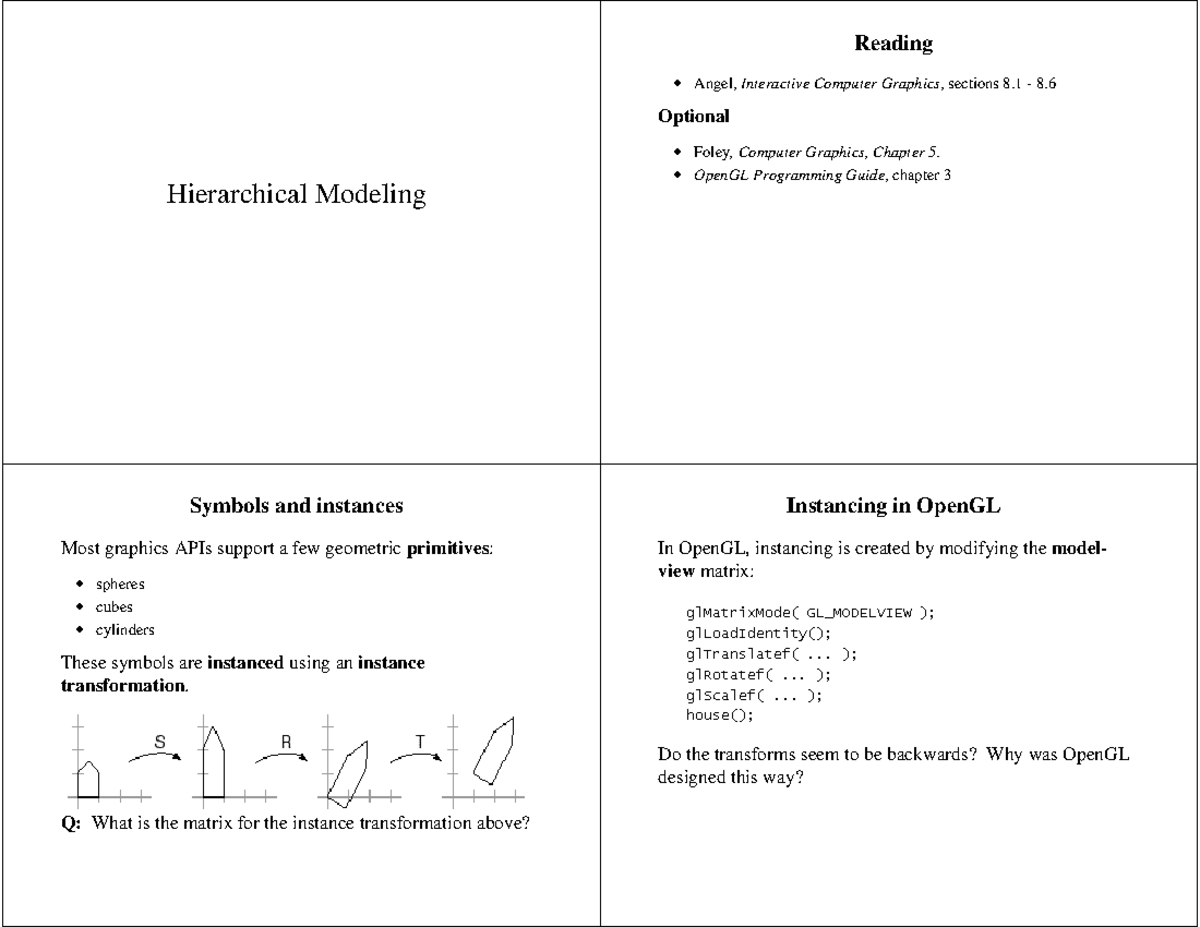 Hierarchical-modeling - Hierarchical Modeling Reading Angel, Interactive Computer Graphics ...