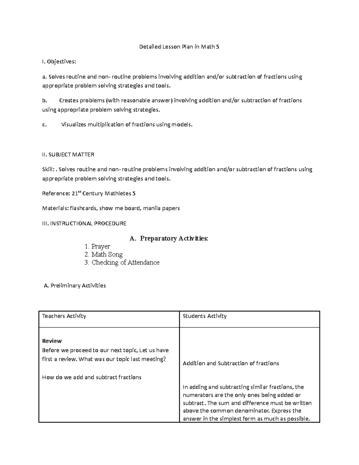 Grade 5 Math DLP 2: Comprehensive Lesson Plan on Fractions - Studocu