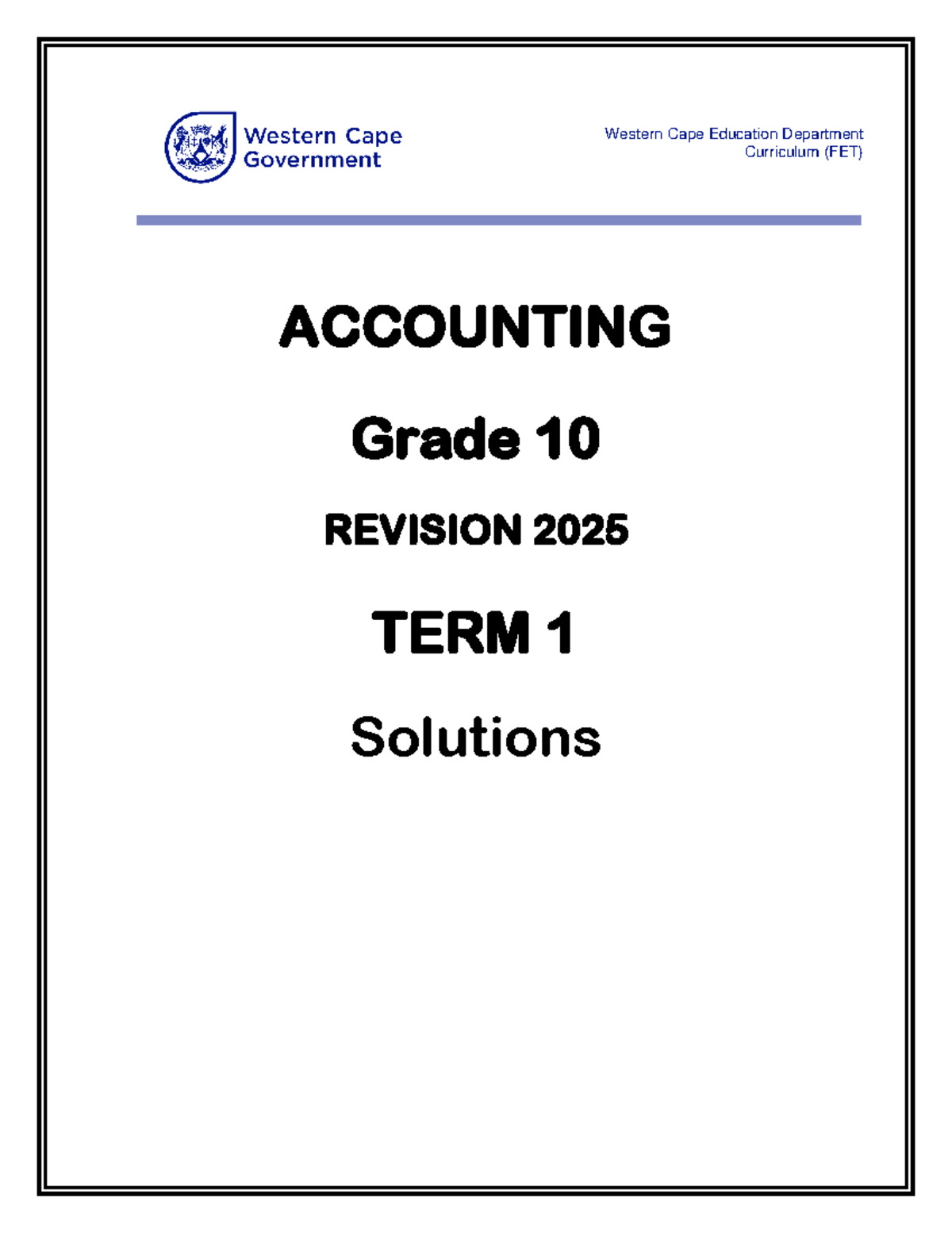 Grade 10 Accounting Term 2 Project Memo & Solutions 2025 - Studocu