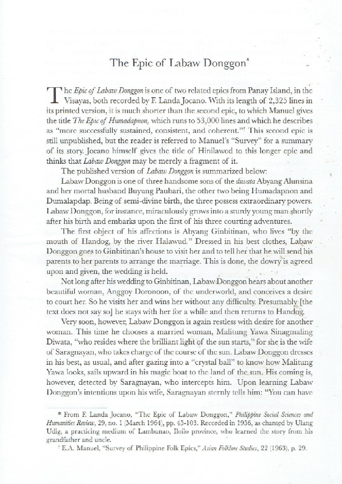 The Epic of Labaw Donggon - A Study of Panay Island's Heroic Tale - Studocu