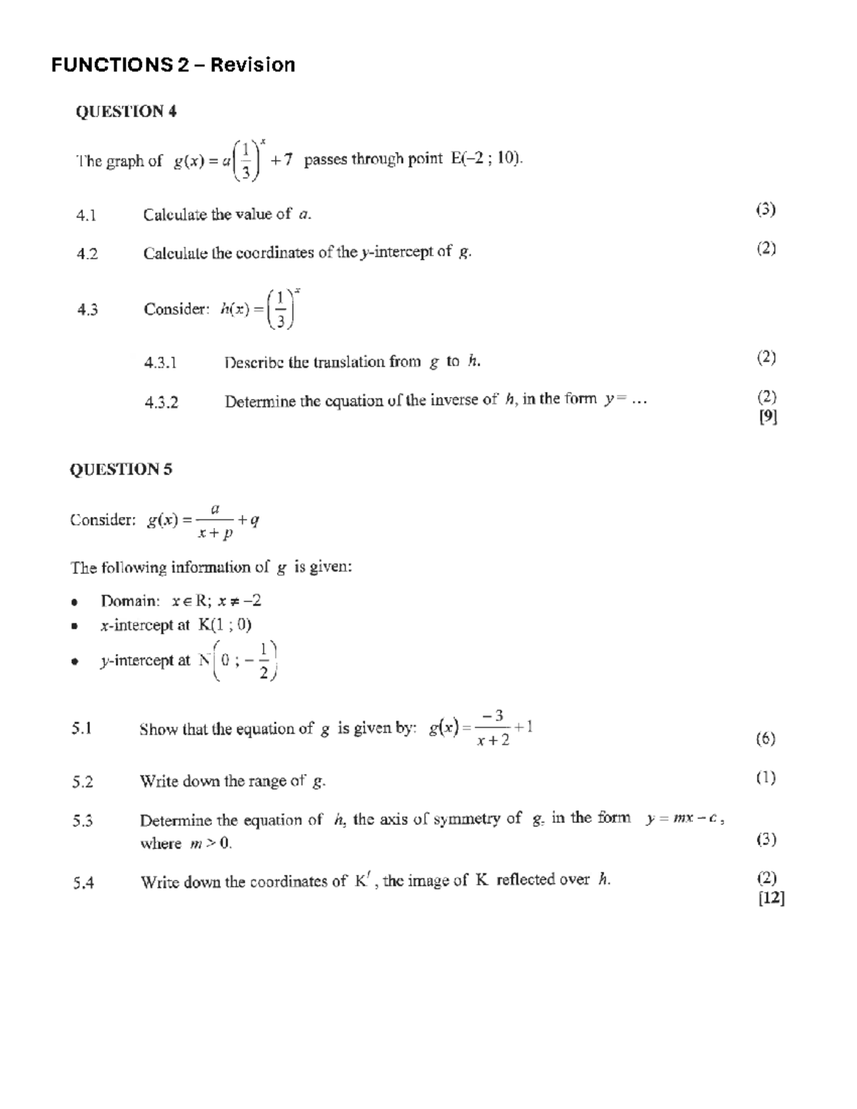 Functions 2 - Revision Notes for Exam Preparation - Studocu