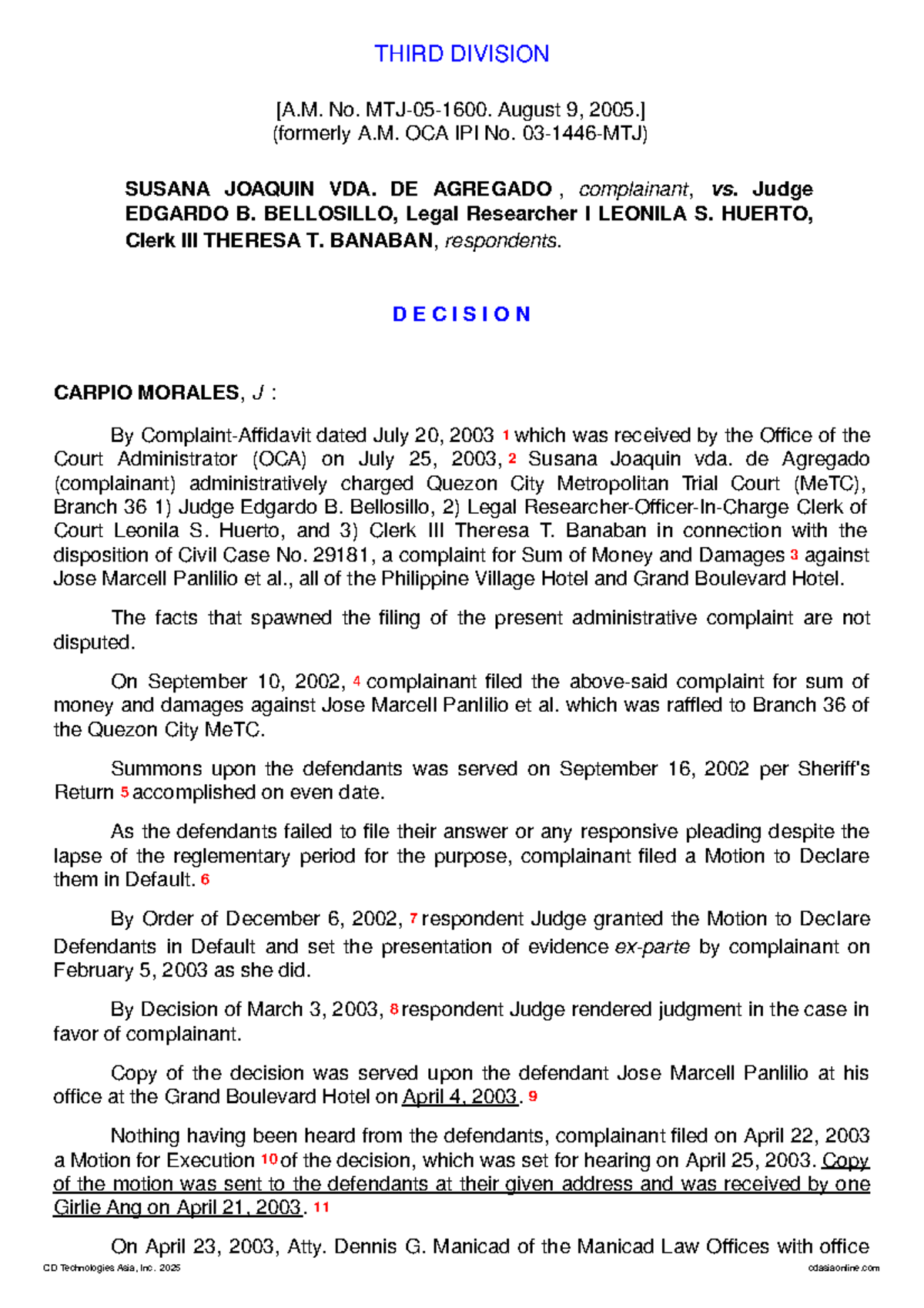 Agregado v. Bellosillo: Administrative Complaint Decision Analysis ...