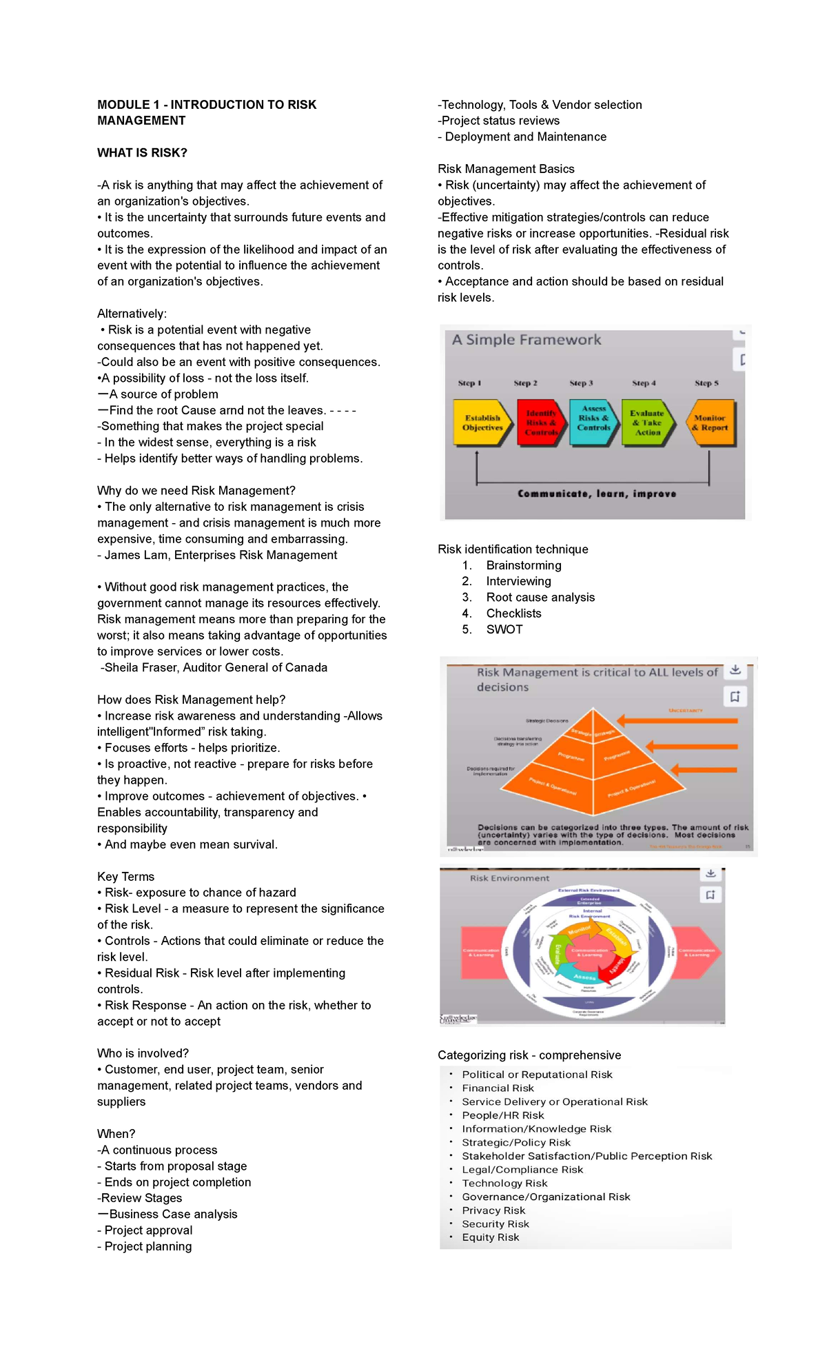 Risk-reviewer - Summary or reviewer about risk management module 1-3 ...