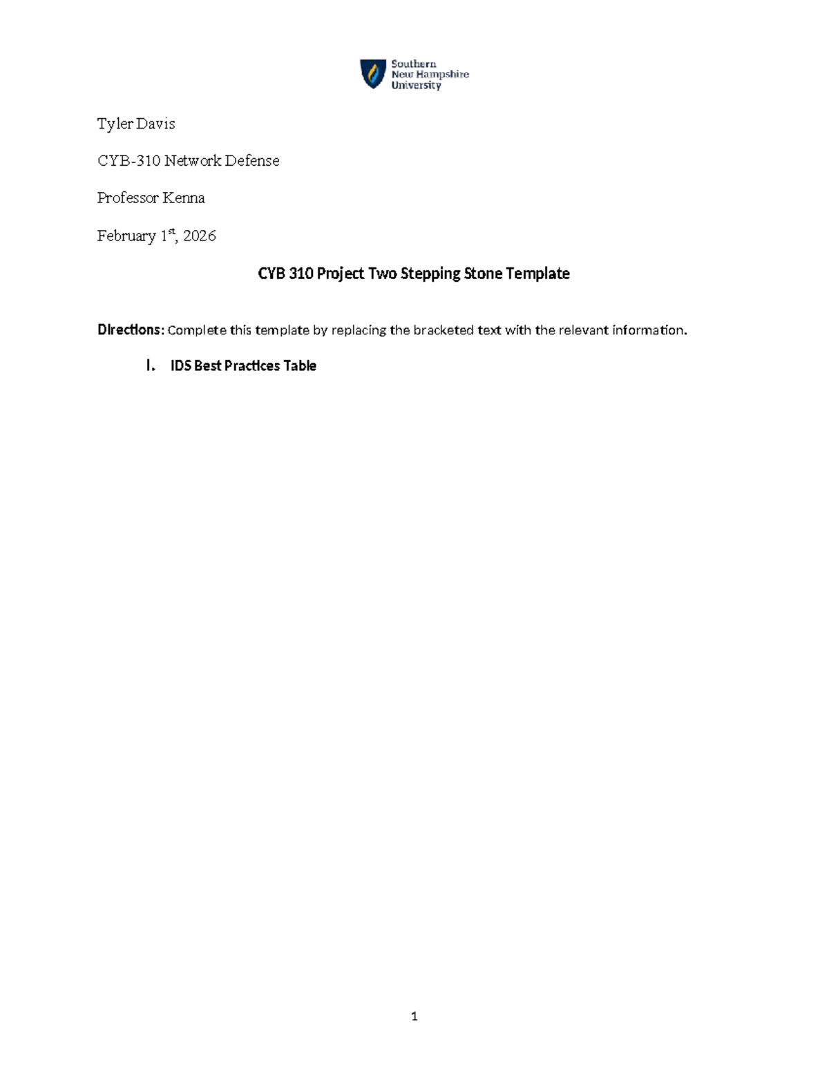 CYB 310 Project Two: IDS Best Practices and Security Triad Analysis ...