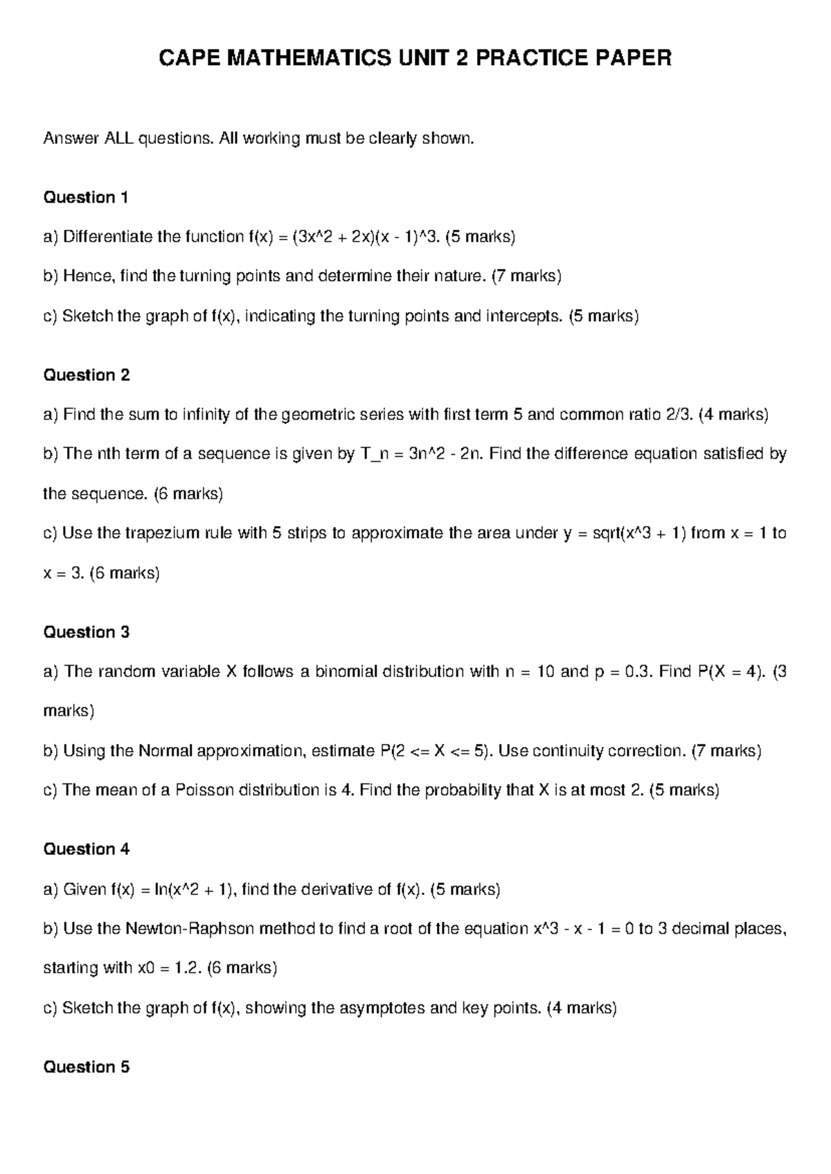 CSEC Maths Formula Booklet for Revision and Exam Preparation - Studocu