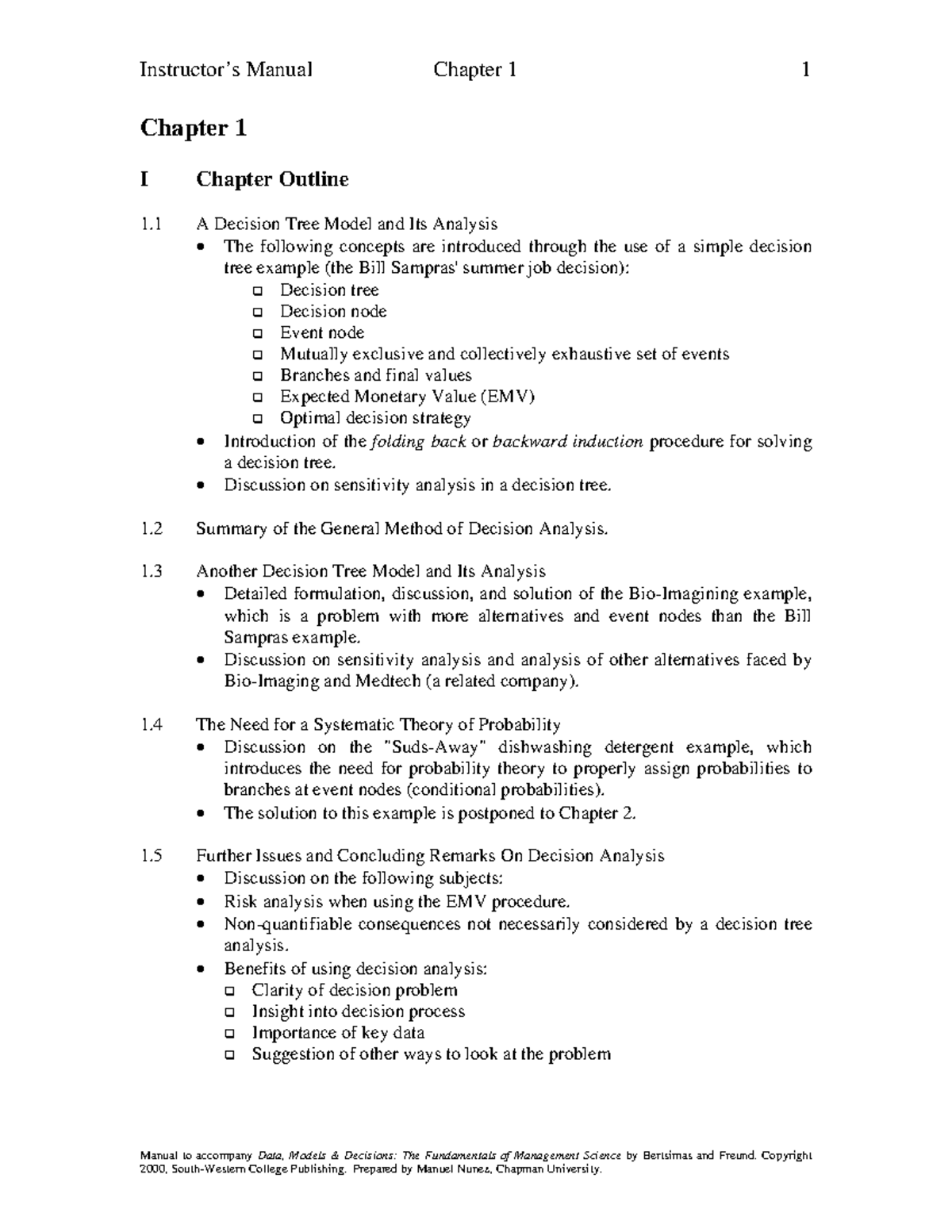 Data Models & Decisions - Chapter 1: Decision Tree Analysis Overview - Studocu