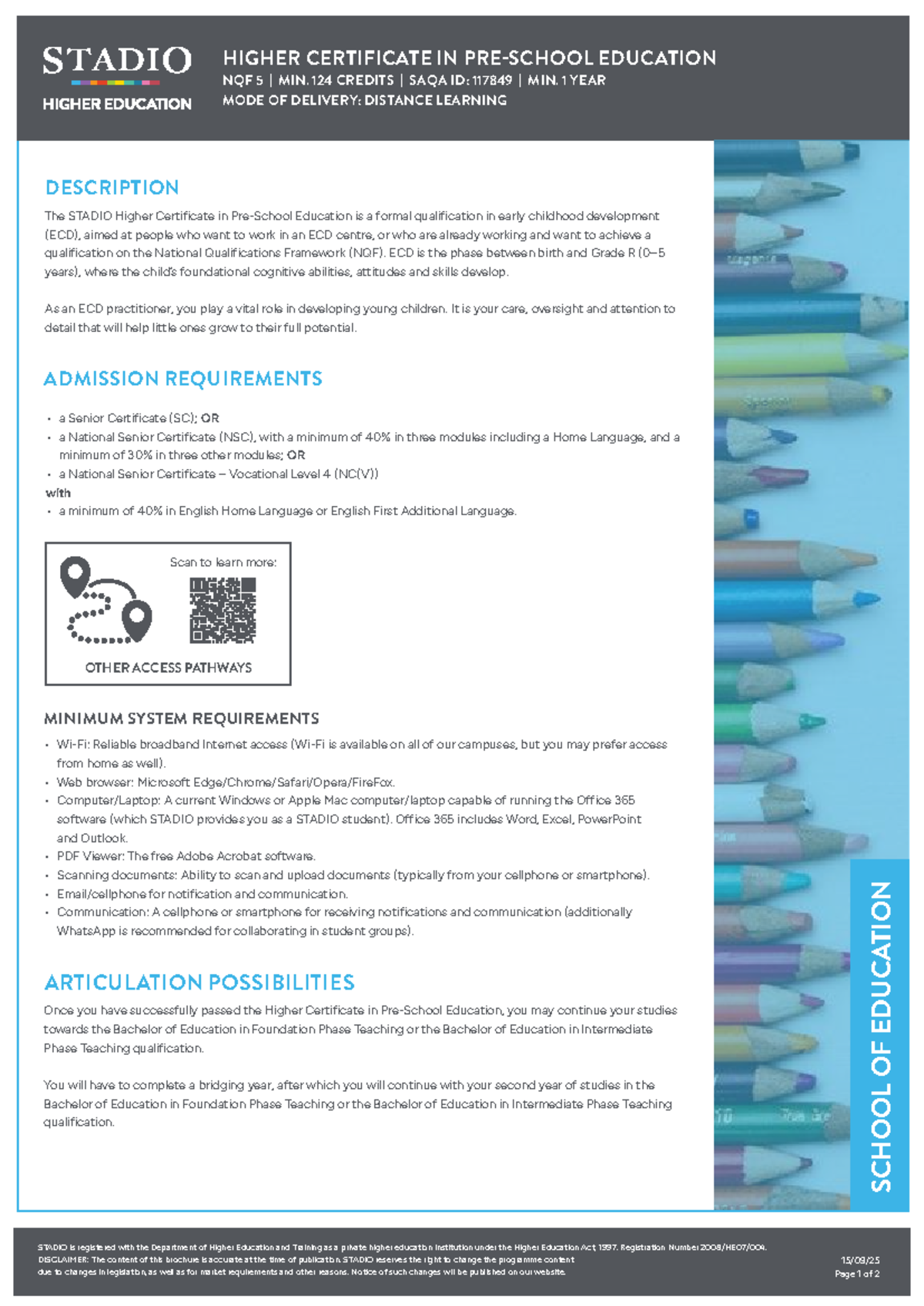 SOE HCert in Pre School Education Fact Sheet DL 2026 - Studocu