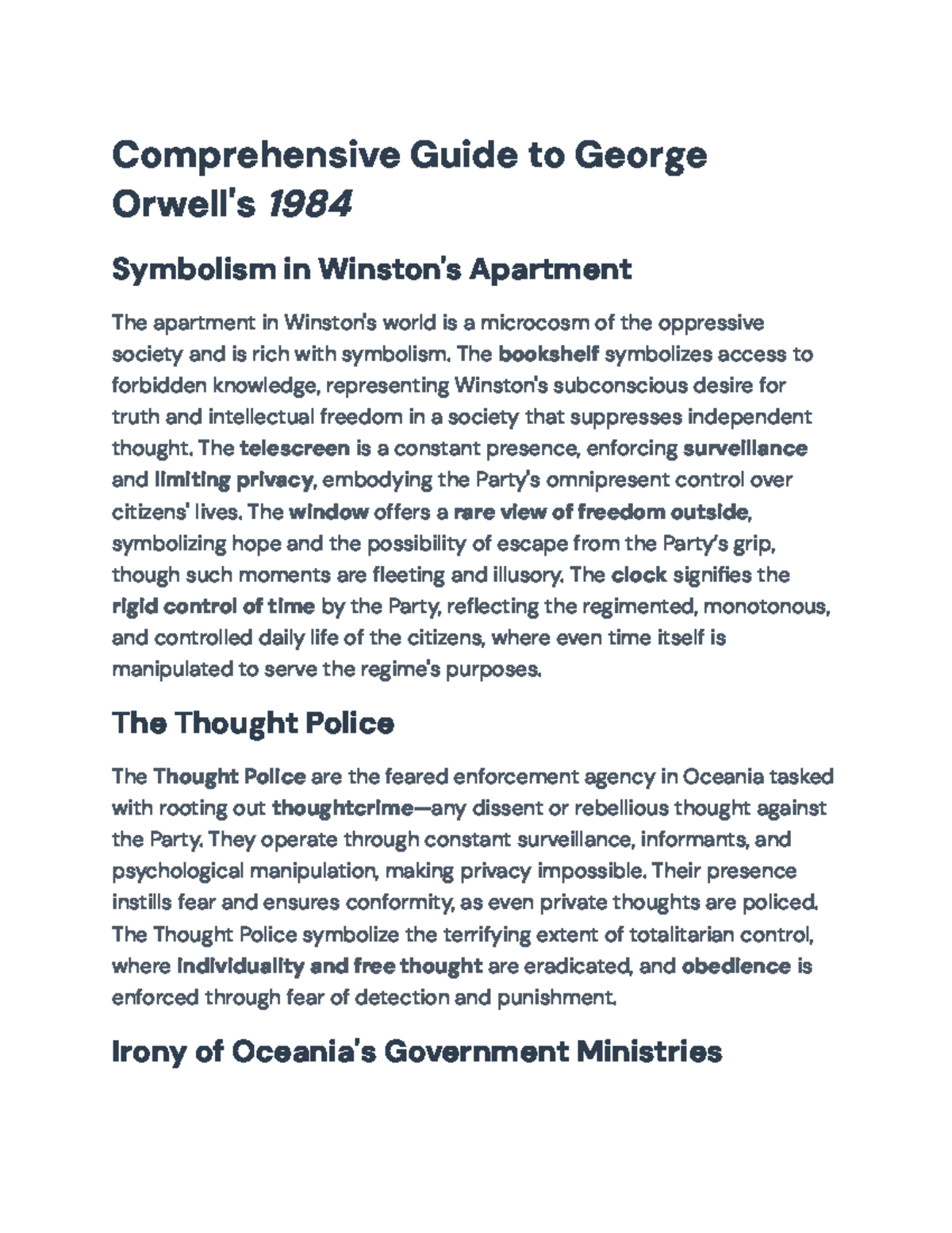 Comprehensive Study Guide for George 1984: Themes & Symbolism Analysis ...