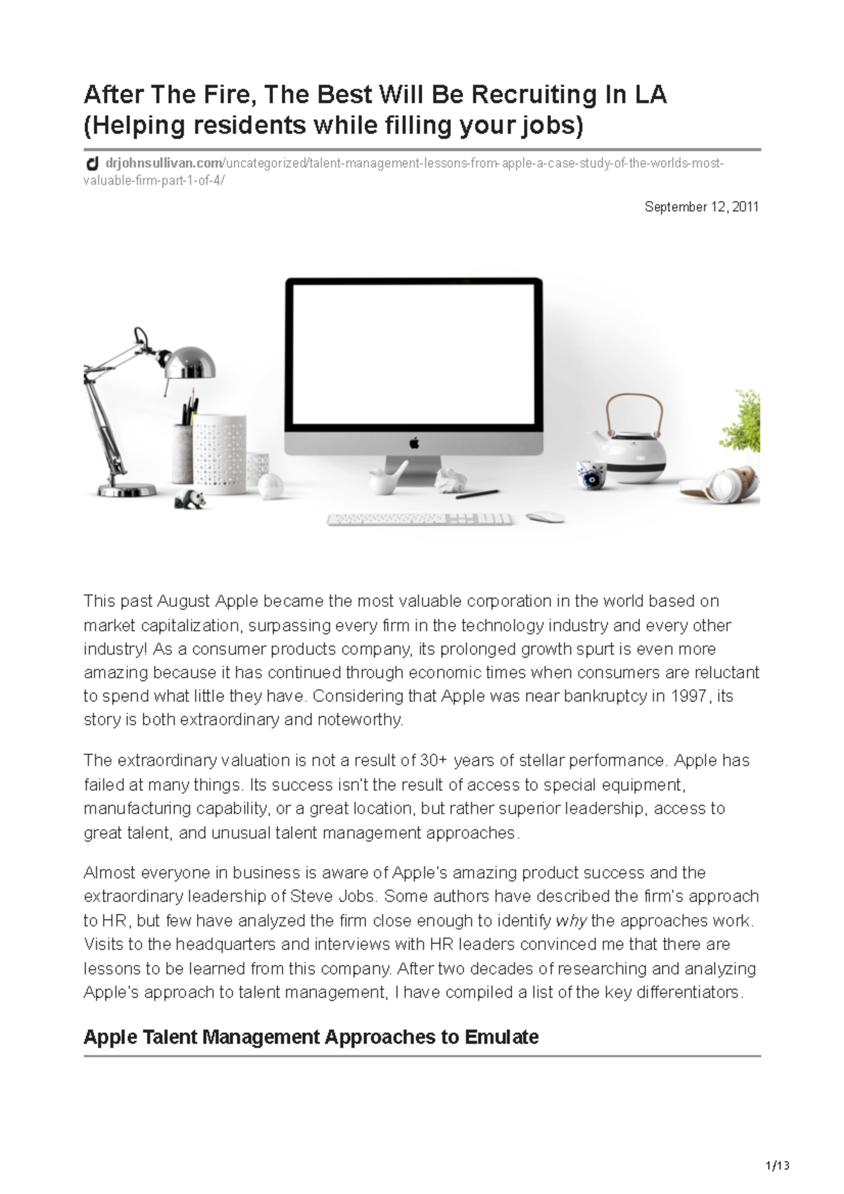 Talent Management Insights from Apple's Success - Case Study (Pt 1/4 ...