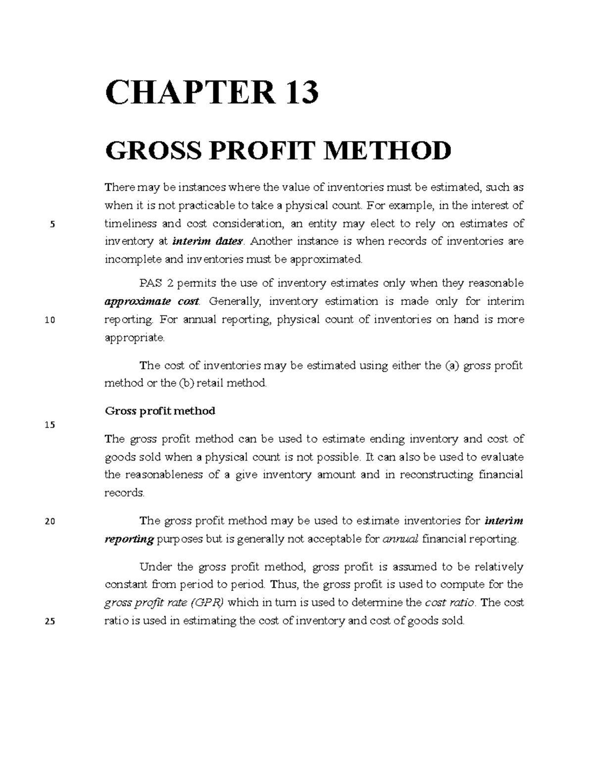 Chapter 13: Understanding the Gross Profit Method in Inventory ...