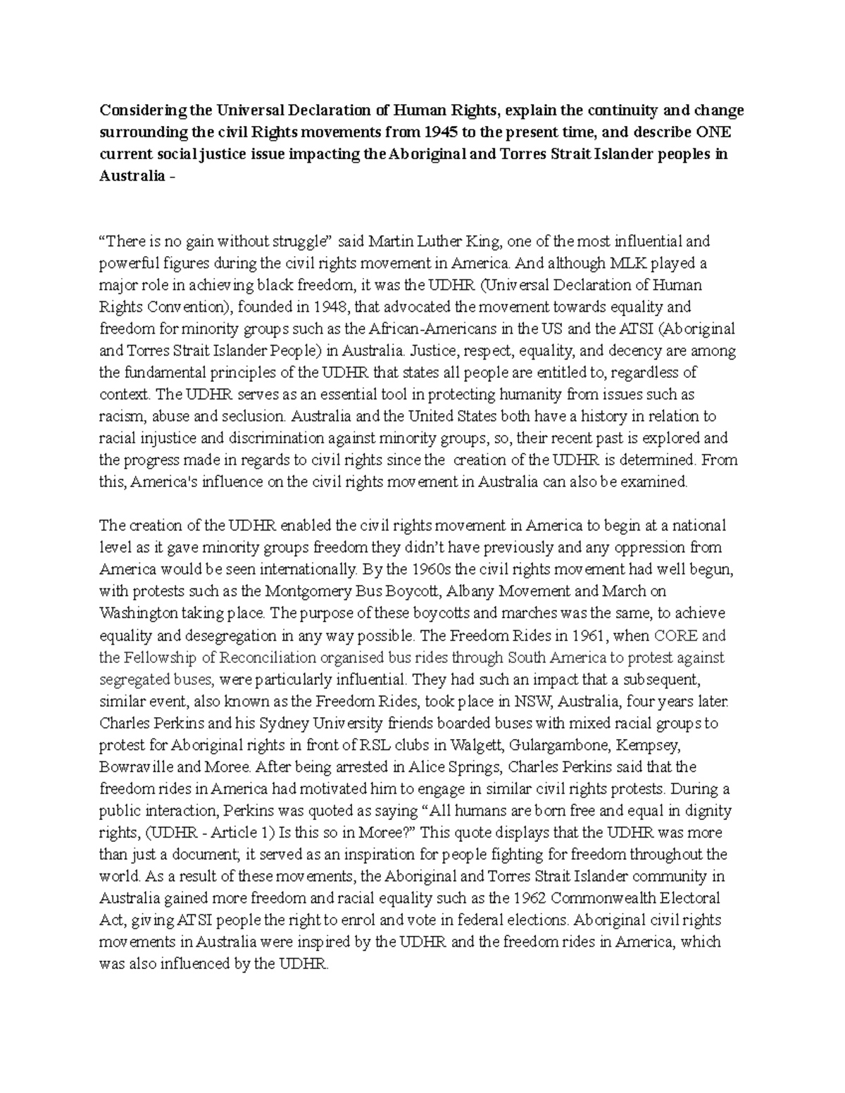 HIST1234: Human Rights & Civil Rights Movements - Essay Insights - Studocu