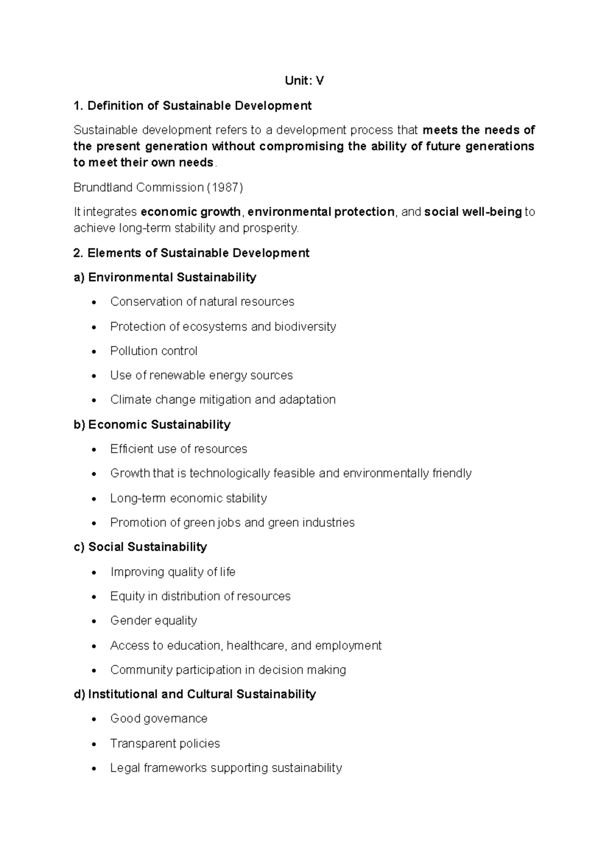 Unit 5 - Sustainable Development Overview and Key Concepts - Studocu
