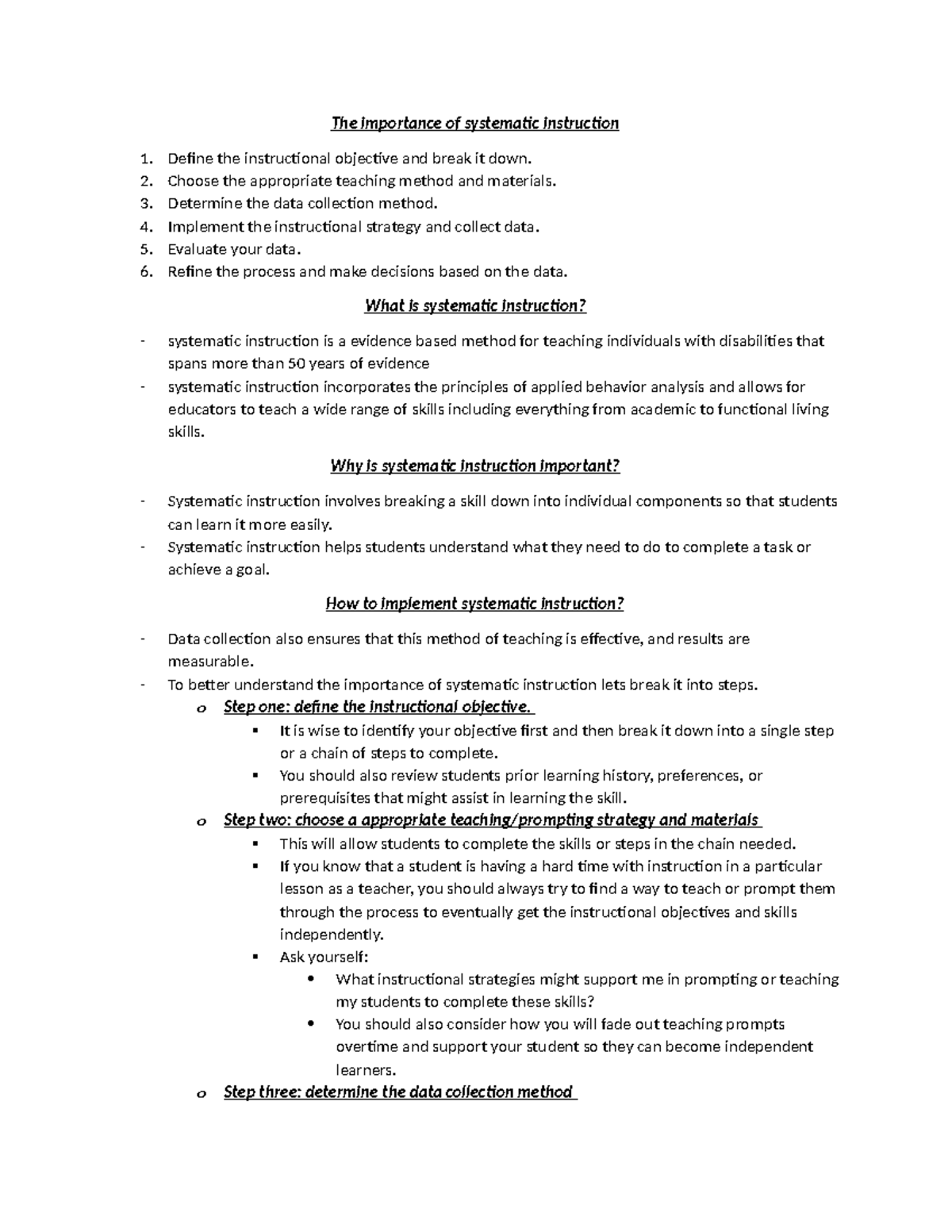 Understanding Systematic Instruction: A Guide for Educators - Studocu
