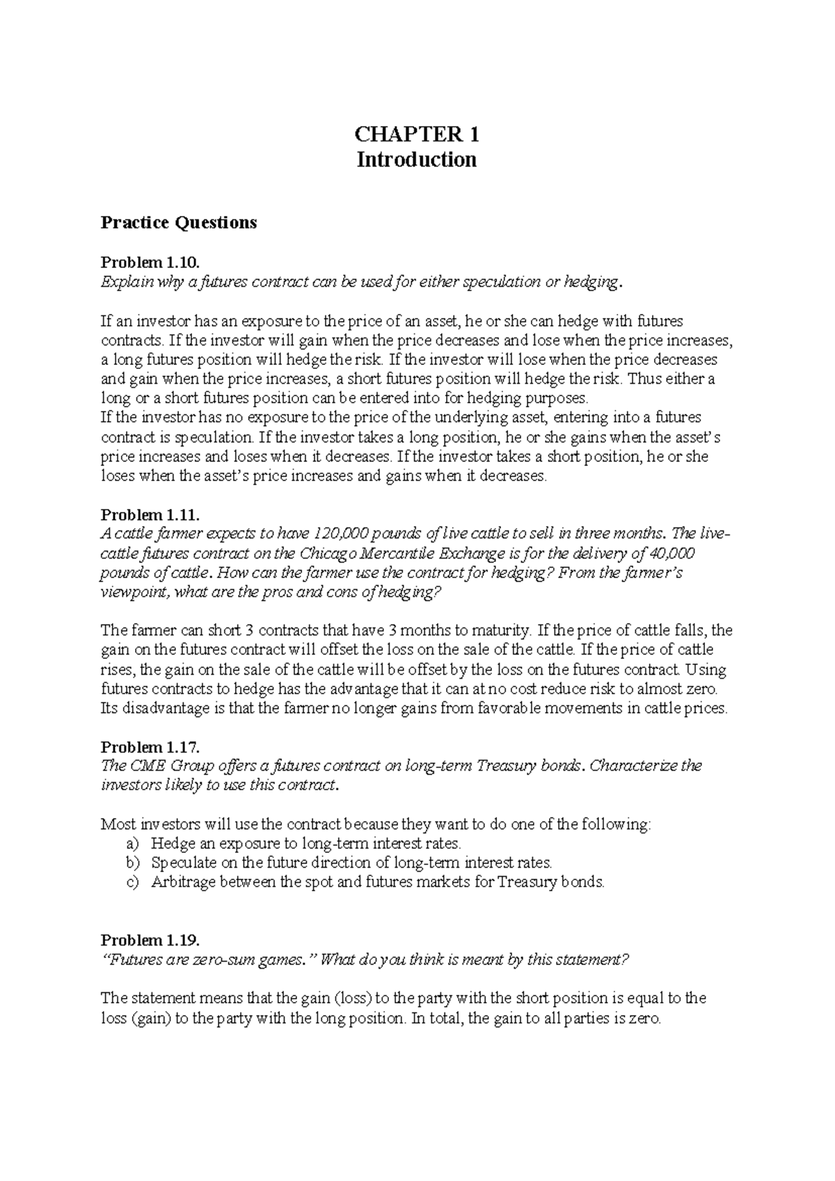 Ch01 Problem Solutions - CHAPTER 1 Introduction Practice Questions ...