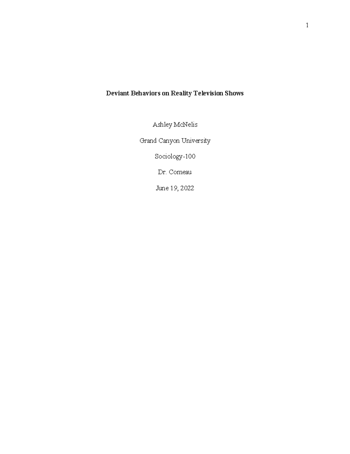 Sociology Essay: Deviant Behaviors in Reality TV Shows (SOCI 301) - Studocu