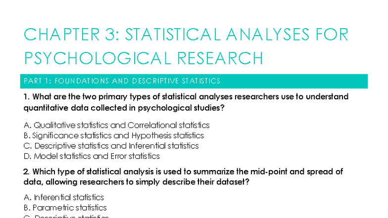 Psych 253 A1: Chapter 3 - Statistical Analyses in Psychology - Studocu