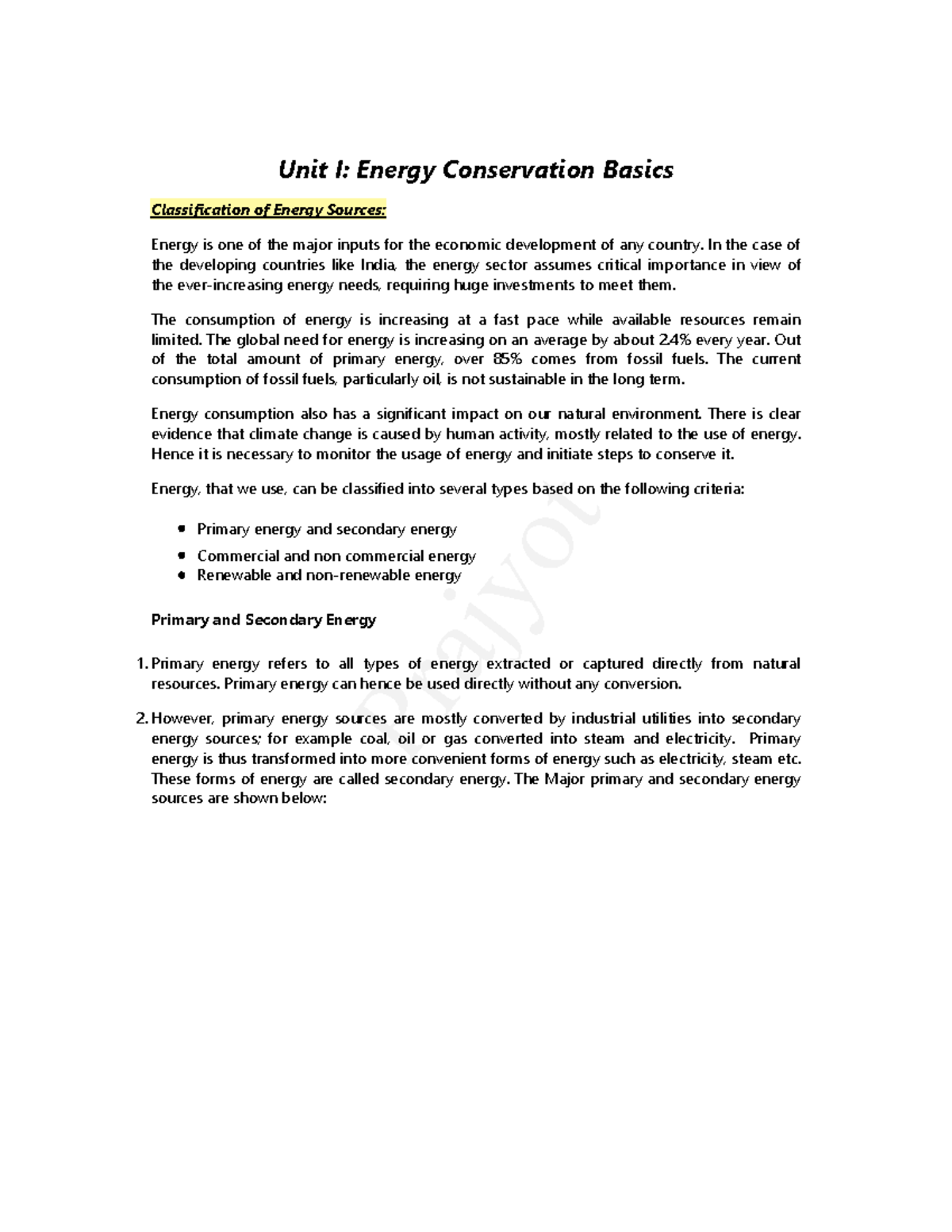 OE 101: Comprehensive Energy Conservation & Audit Notes - Studocu