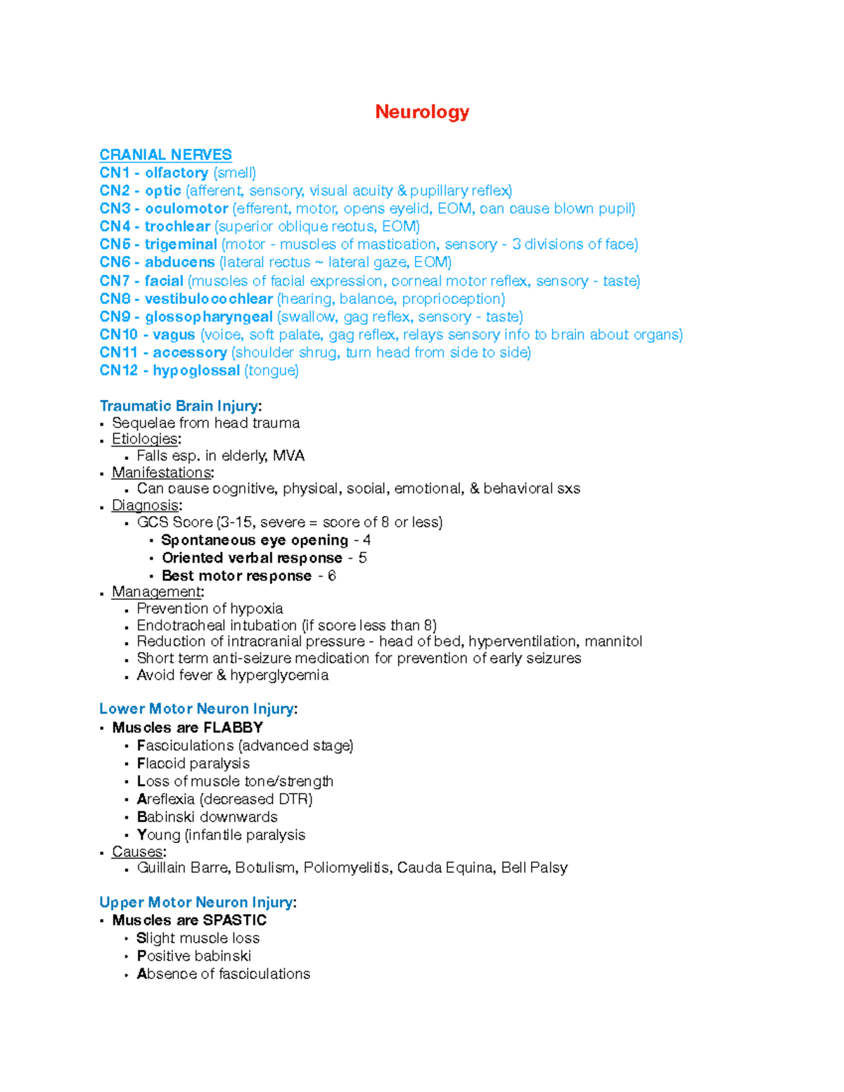 Neuro Pathophysiology Midterm Review (Course Code: NP101) - Studocu