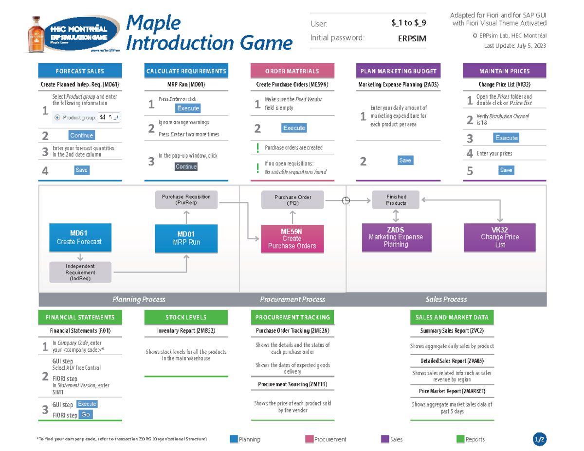 Maple ERPsim Lab Job Aid: User Guide for Fiori & SAP GUI - Studocu