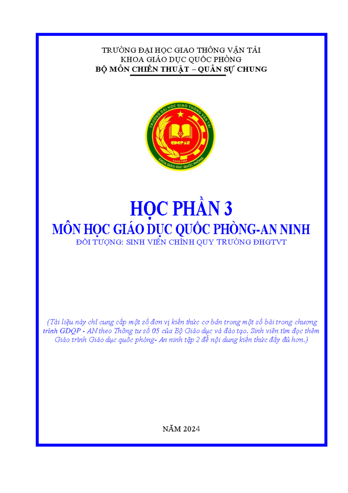 Tài liệu HP3: Chế Độ Làm Việc và Học Tập Trong GDQP-AN - Studocu