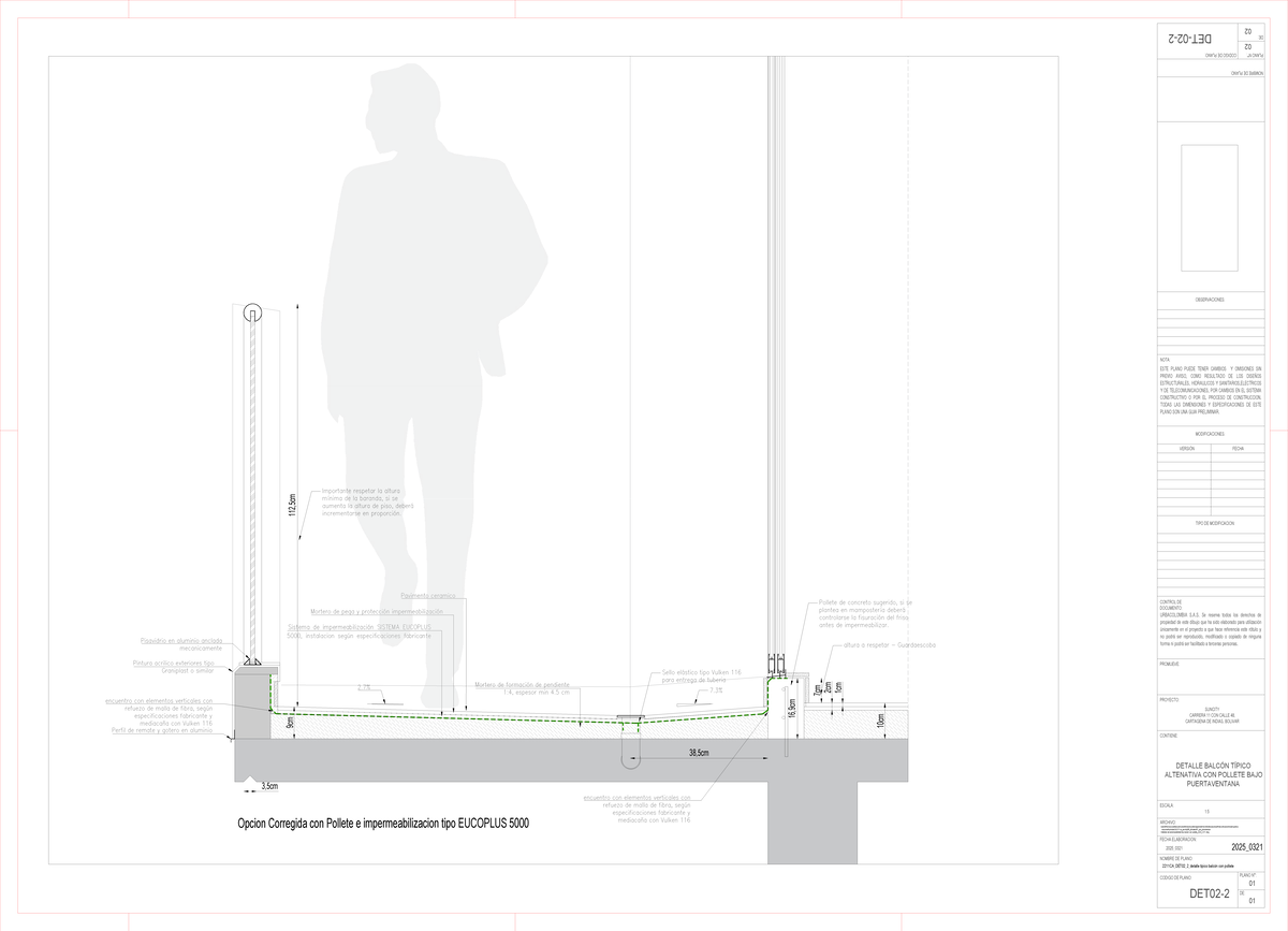 2211CA DET02 2 Detalle Típico de Balcón con Pollete y Modificaciones ...