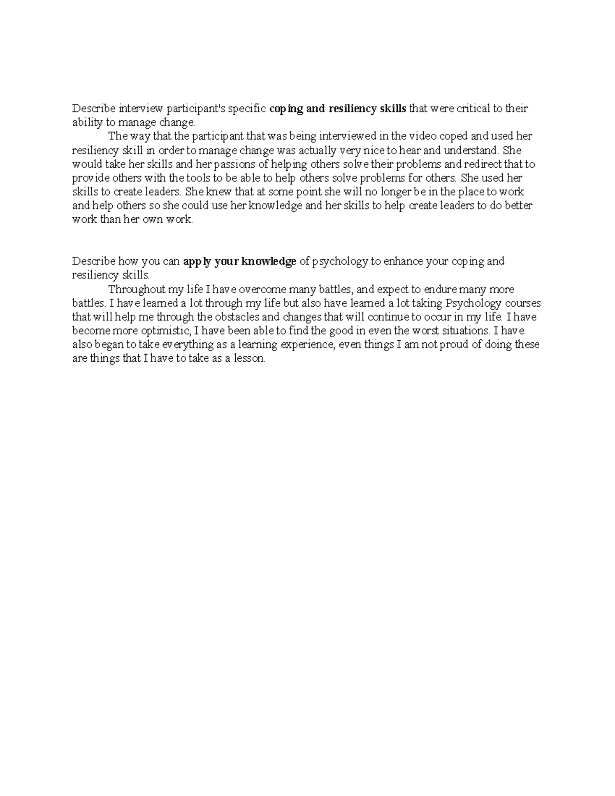 3-3 Module Three Video Reflection - Describe interview participant's ...