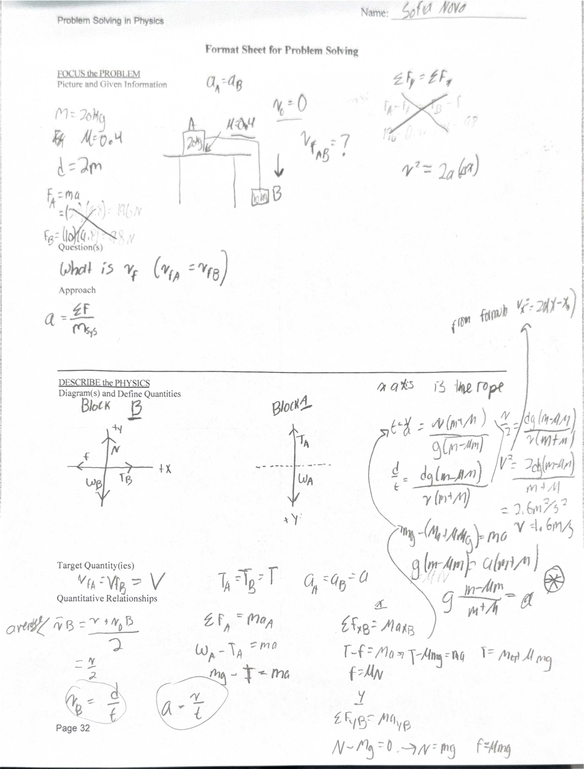 5.1 Problem Solving Strategies: Blocks and a Pulley in Physics - Studocu