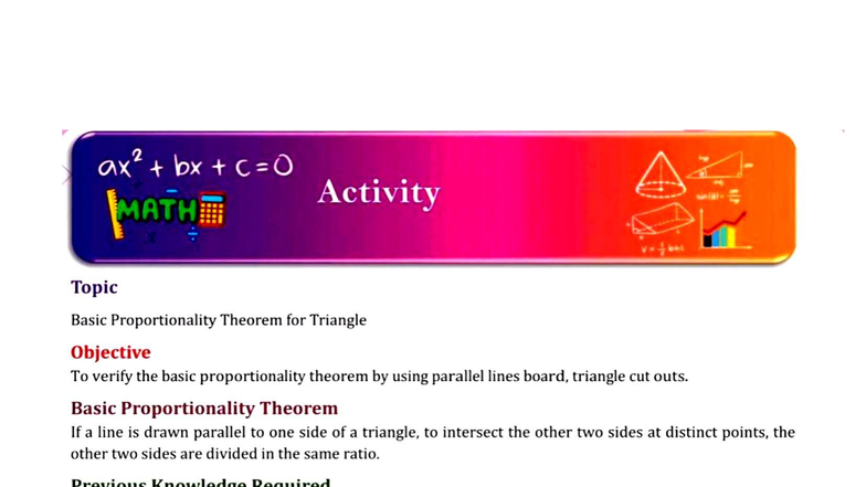 MATHII Activity: Basic Proportionality Theorem in Triangles - Studocu