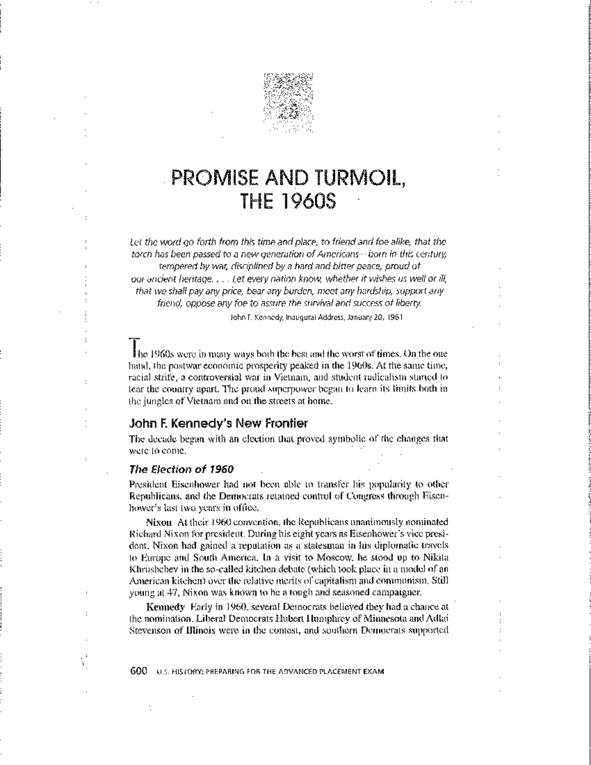 60s Amsco Reading Chapter 28 reading - 28 PROMISE AND TURMOIL, THE ...