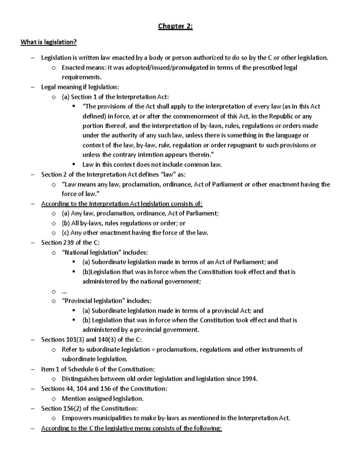 Chapter 2 - Legislation and Its Interpretation Notes - Studocu