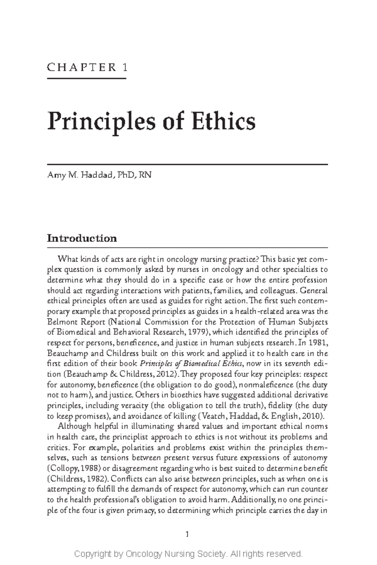 Principles of Medical Ethics 2: A Guide for Oncology Nursing Practice ...