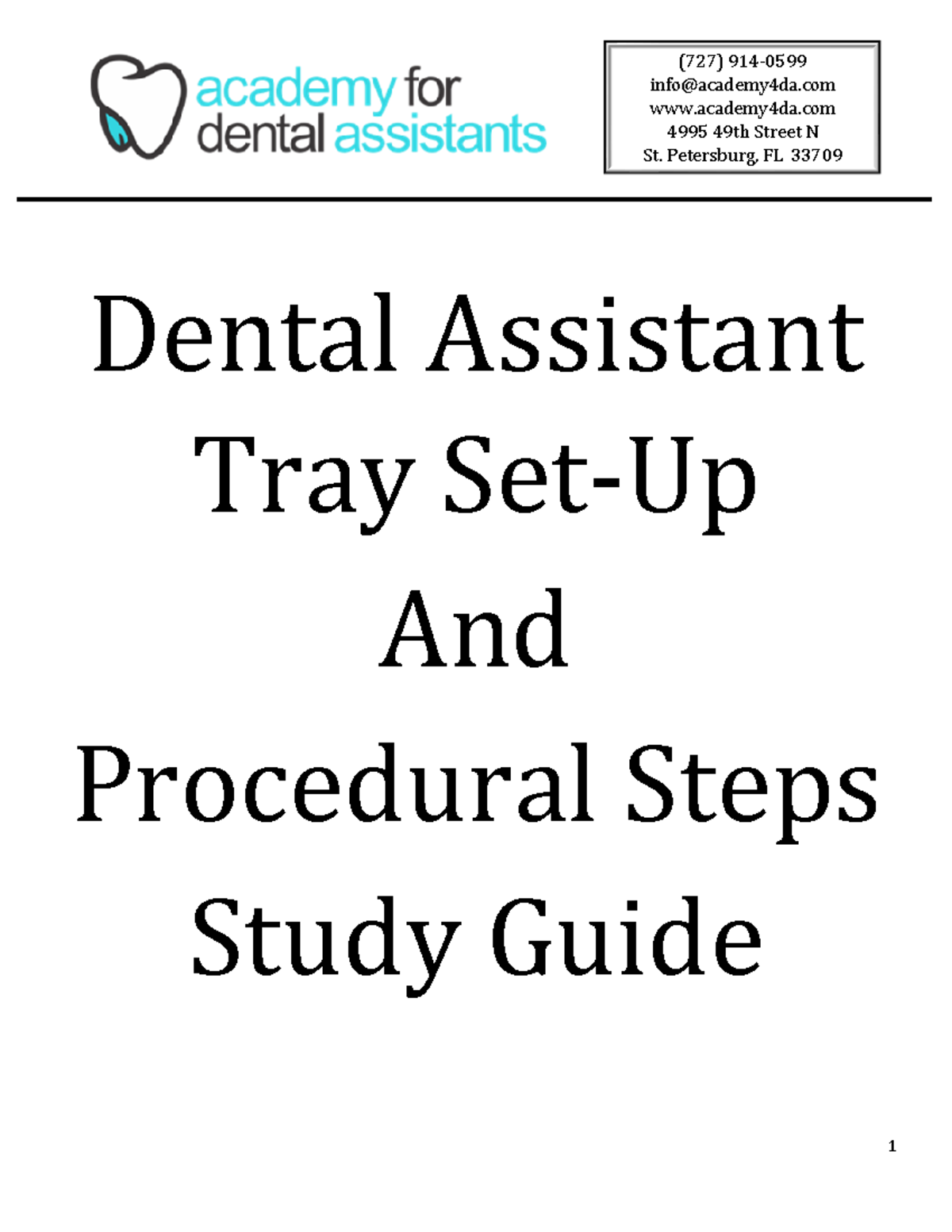 Dental Assistant (727) Study Guide: Tray Setup & Procedures - Studocu